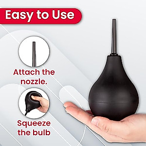 Enema Douche Bulb - Anal Douche Kit with Detachable Tip for Women & Men - Reusable Enema - Easy to Use and Durable | Capacity 7 oz (224 mL) ,Black
