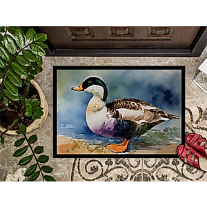Caroline's Treasures DAC3204MAT Common Eider Duck Doormat Front Door Mat Indoor Outdoor Rugs for Entryway, Non Slip Washable Low Pile, 18H X 27W