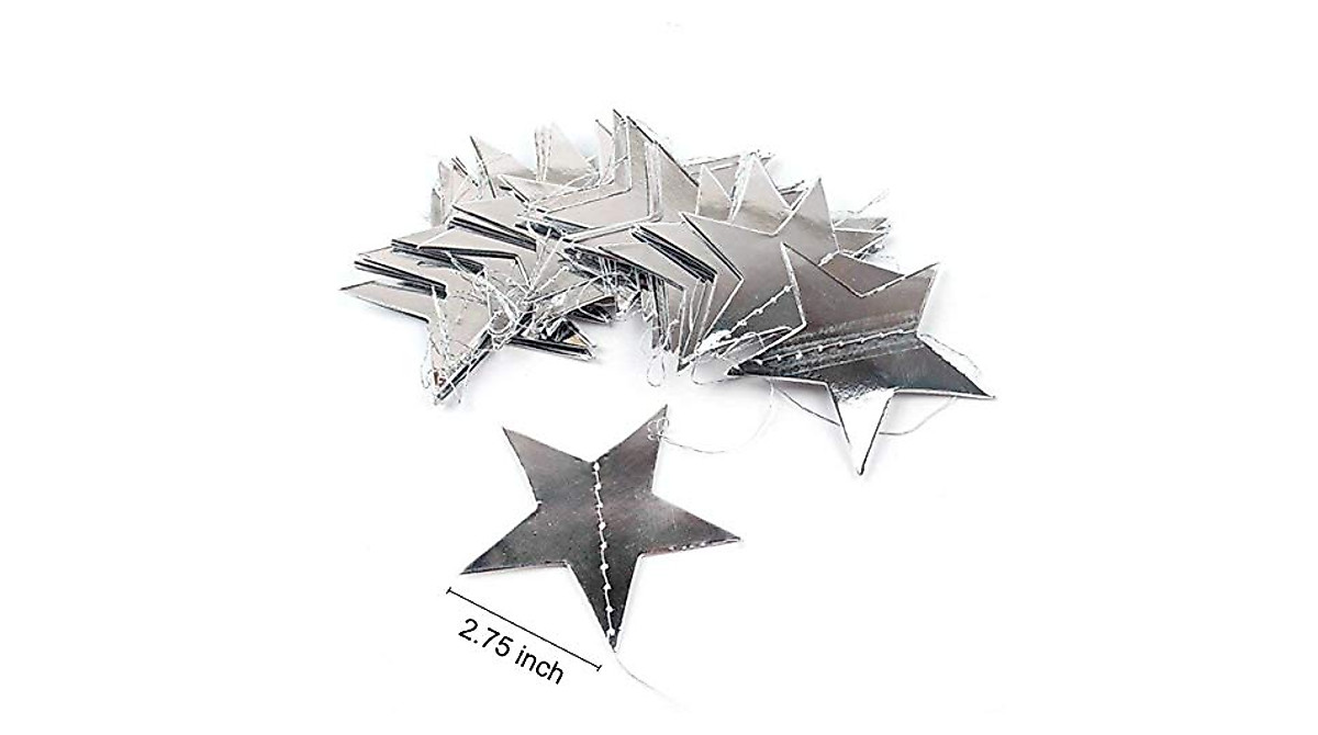 Silver Star Garland Decorations - Bright Silver Party Bunting
