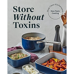 Caraway 2pc Glass Food Storage Set - 10 Cup Food Containers (2) - Ceramic Coated - Non Toxic, Non Stick Lunch Box with Lids. Dishwasher, Oven, & Microwave Safe - Perracotta