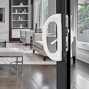 ToPToToo Sliding Glass Door Handle Replacement, Non-Keyed Sliding Patio Door Handle Hardware,Sliding Screen Door Handle Reversible Design for Sliding Door Lock, Fit 3-15/16" Screw Hole Spacing