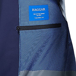 Haggar mens The Active Series Classic Fit Gabardine Blazer Business Suit Jacket, Indigo, 42 Short US