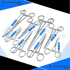 OdontoMed2011® Ultimate HEMOSTAT Set, 8 Piece Ideal for Hobby Tools, Electronics, 7.25", 5.5", 5", 3.5" ODM