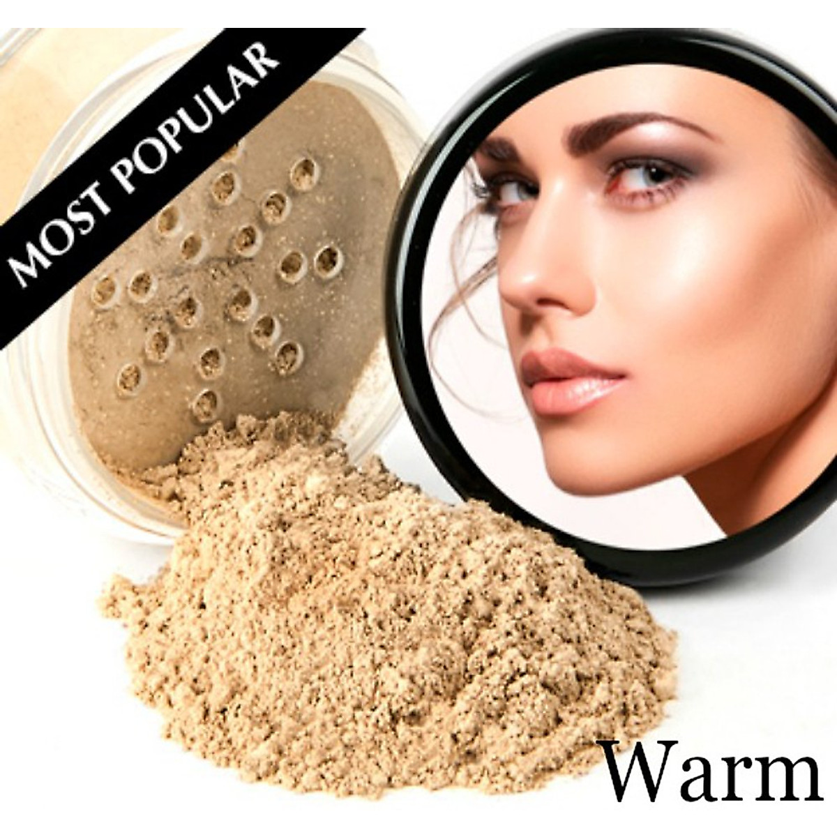 ULTIMATE KIT (WARM- Neutral Shade, Most Popular) Full Size Mineral Makeup Set Matte Foundation Kit Bare Face Sheer Powder Cover