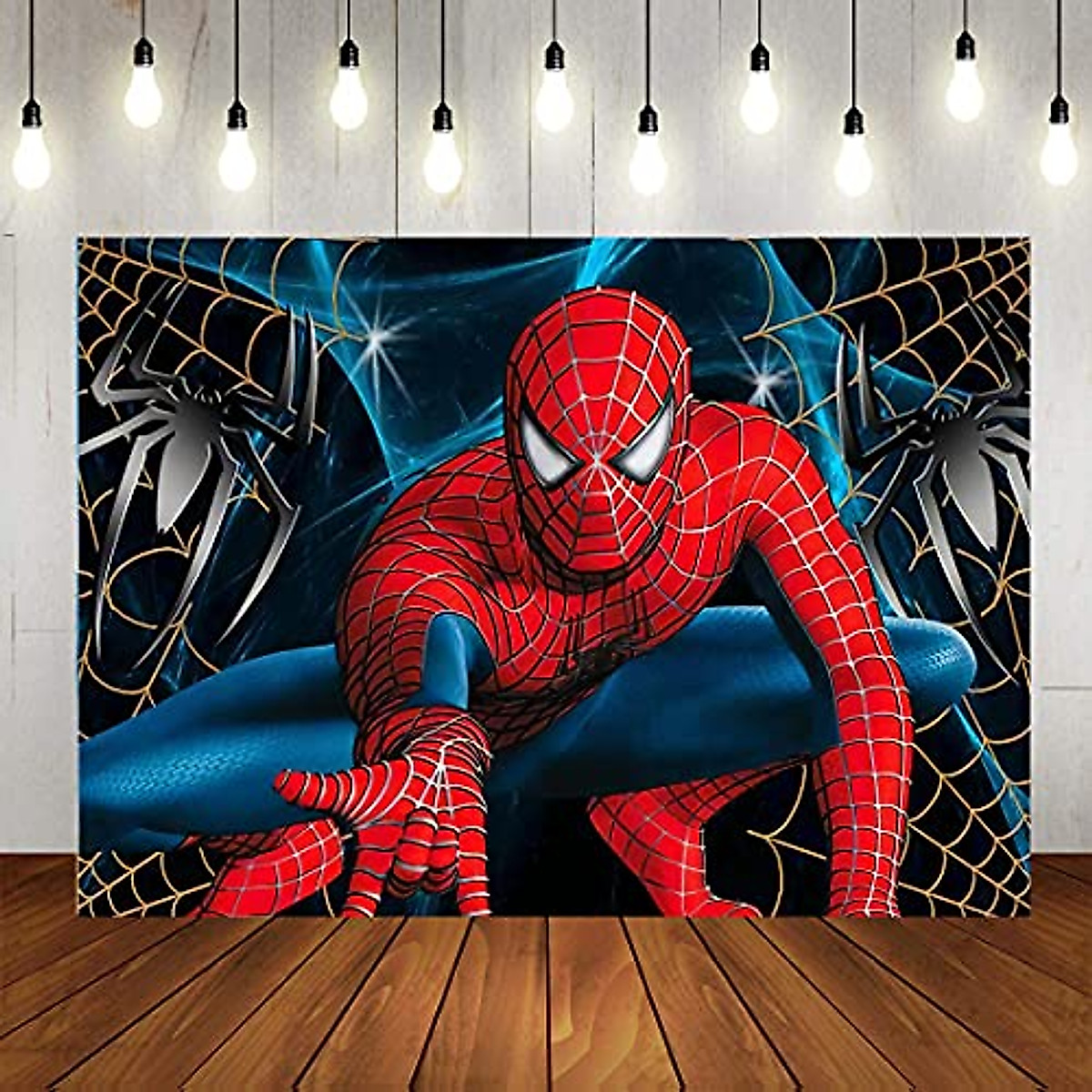 Jinsen, Spider Super Hero Family Backdrops Kids Happy Birthday Party Custom Banner Decoration Photography Background for Photo Studio Newborn Baby Shower Birthday Party Supplies Banner