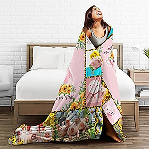 Cute Pig Throw Blanket,Flannel Fleece Sunflower Blankets for Girls Boys Women Men,Super Soft Cozy Warm Luxury Lightweight Blanket for Bed Sofa Couch Gift 60x50 Inches (I Am Just Girl Who Loves Pig)