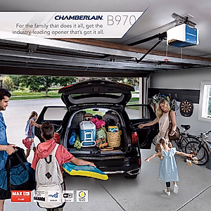 Chamberlain B970T Smart Garage Door Opener with Battery Backup - myQ Smartphone Controlled - Ultra Quiet, Strong Belt Drive and MAX Lifting Power, 1.25 HP, Wireless Keypad Included, Grey