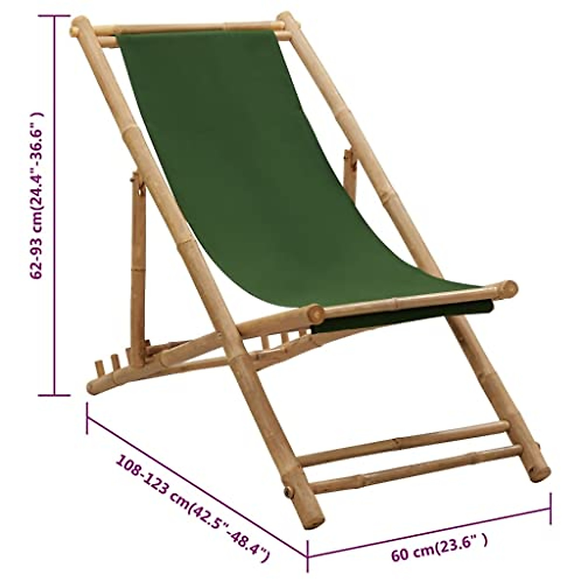 ULUYYUC Deck Chair,Beach Chairs Leisure Chairs Lawn Chairs Cafe Chairs Garden Chairs Recliner Chair Suitable for patios, Pools, Parties and porches Bamboo and Canvas Green