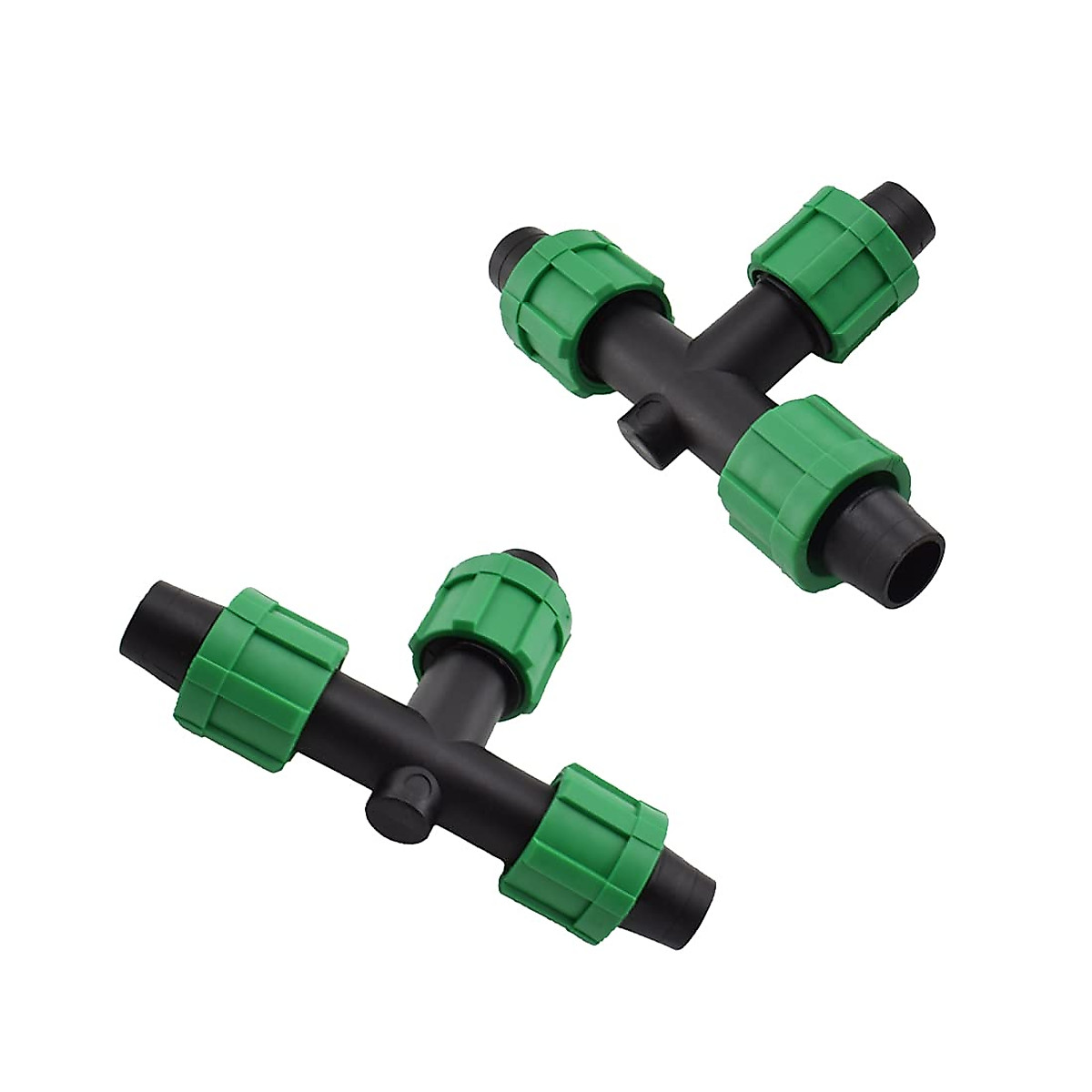 MARRTEUM Drip Irrigation Tee Fittings Universal Barbed Locking 3-Way Coupling Connectors for 16-17mm Drip Tape Tubing Sprinkler System [8PCS, Green]