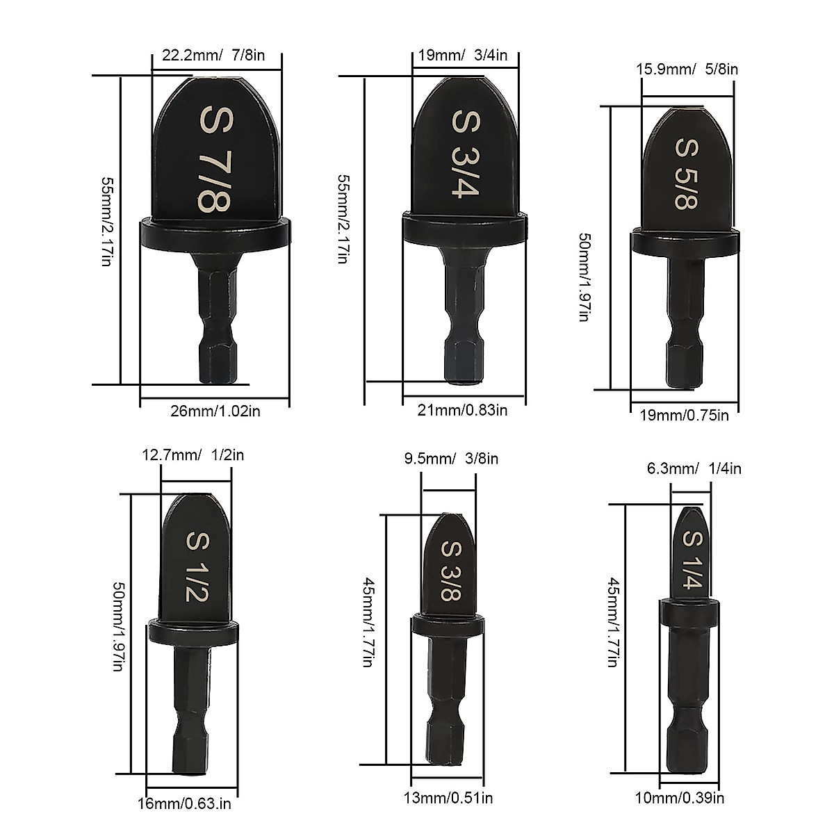 WMLBK 11pcs Swaging Tool Drill Bit Set, Air Conditioner Copper Tube Expander Tool, Copper Pipe Expander HVAC Tools Round Handle Tube Expander Sets with 1/4, 3/8, 1/2, 5/8, 3/4, 7/8 Bits