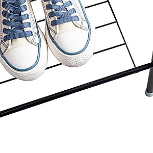 Sengert Closet Organizer, Black Clothing Rack with 2 Tier Storage Shelf, Wardrobe Rack Clothes Rack with Shoe Rack for Hanging Clothes and Storage