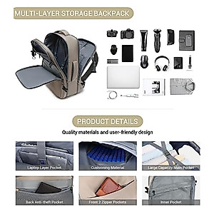 Evmyo 47L Carry on Backpack, Large Travel Backpack for Women Men Airline Approved, Expandable Suitcase Backpacks With Packing Cubes, Carry on Luggage Waterproof Backpack