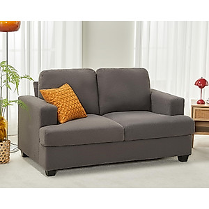 VanAcc Sofa, Loveseat Couch with Extra Deep Seats, Modern Sofa Couch- Comfy Sofa Couch for Living Room Apartment Lounge, Grey Bouclé
