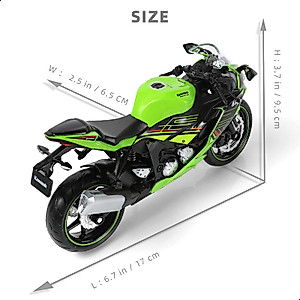 Risopen 1/12 Kawasak Ninja Motorcycle Model Toy Mini Alloy Metal Diecast Motorcycle Model Green Motorcycle Model Toy Sport Motorcycle Racing Model Collection Gift for Men Kid Boy (ZX-6R)