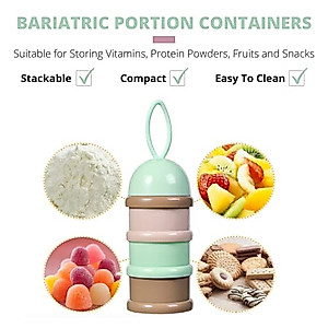 Ultra Diet Portion Control Container Set, Stackable and Detachable, Leak-Proof, Ideal for Weight Control or Storing Food, Snacks or Protein Powders, Bariatric Friendly, 6 Pieces Total (Green-Brown)