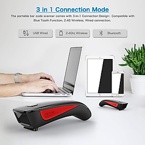 NETUM Bluetooth Mini 2D Barcode Scanner, 3-in-1 Pocket Automatic Wireless QR Bar Code Scanning Work with Windows, Android, iOS, Tablets or Computers - C990