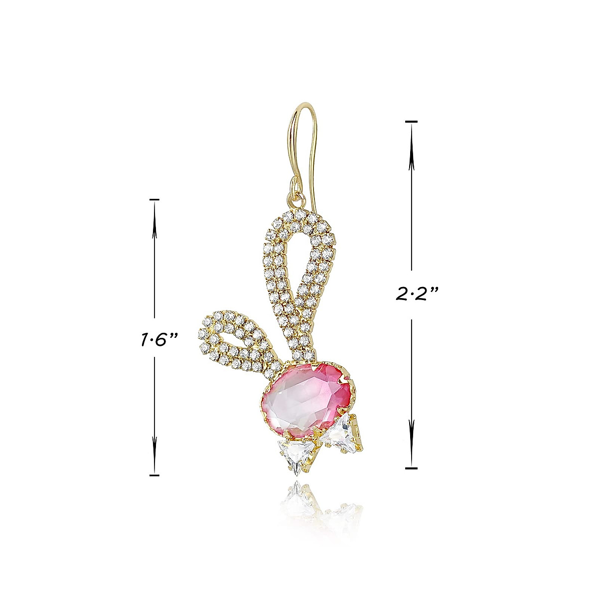 JA.S.JR Designed Rabbit Rhinestone Earrings Gold Dangle Earrings for Women