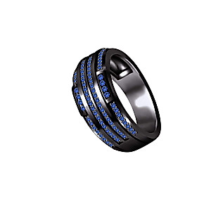 Jewel Zone US Simulated Blue Sapphire Engagement and Wedding Trio Bridal Ring Set in 925 Sterling Silver (3.4 Ct)