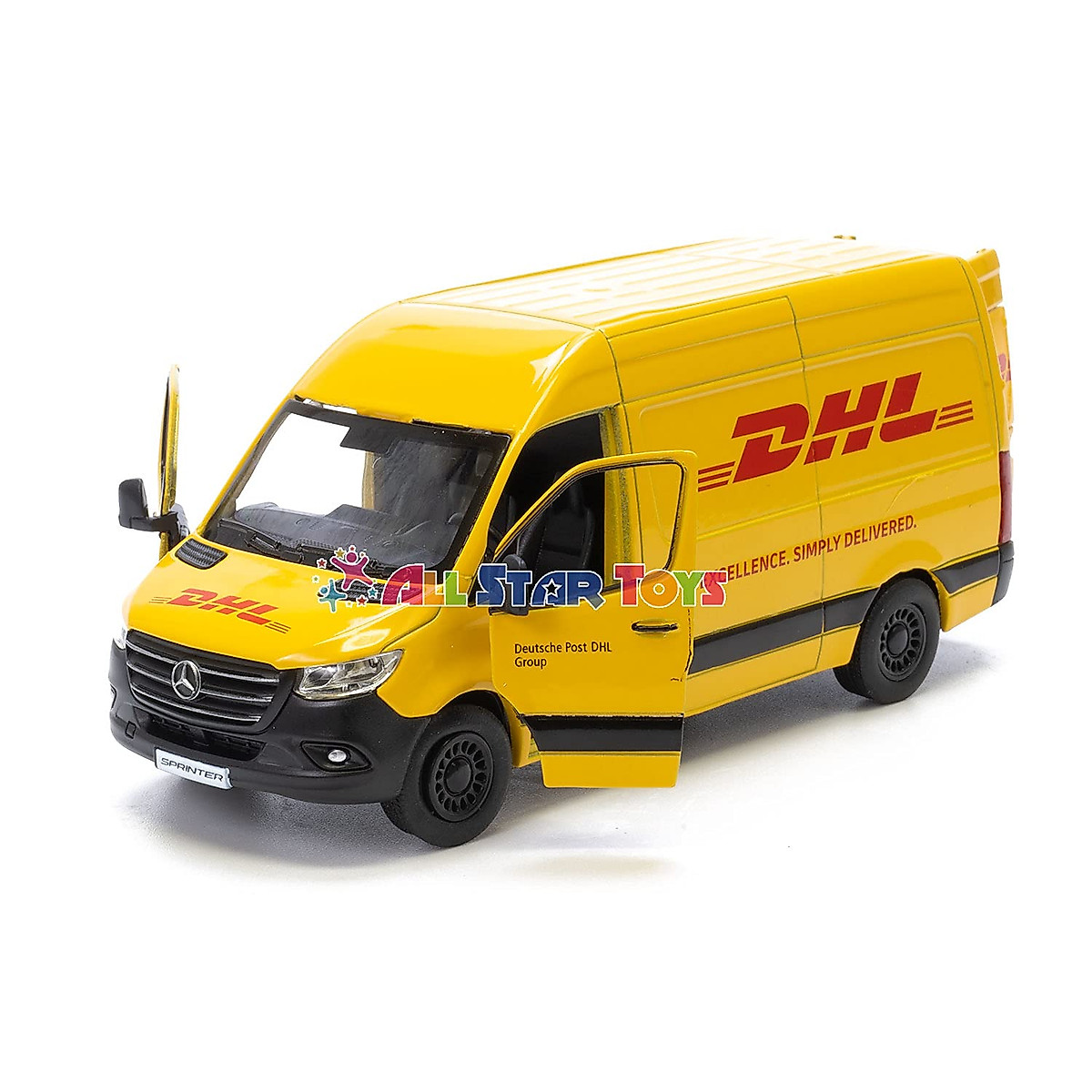 KiNSFUN DHL Mercedes-Benz Sprinter 1:46 Scale 5inch Die Cast Metal Model Toy Cargo Van