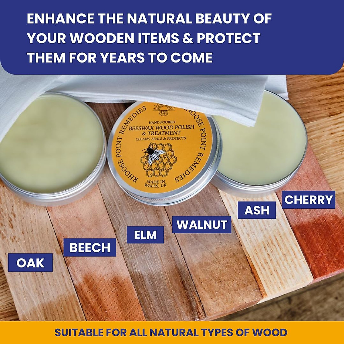 Beeswax Furniture Polish & Conditioner for Wood Enhances the Natural Beauty of Oak Pine Beech & More Seals & Protects for a Perfect Finish Bees Wax Polish (Natural, 3.4 Fl Oz)
