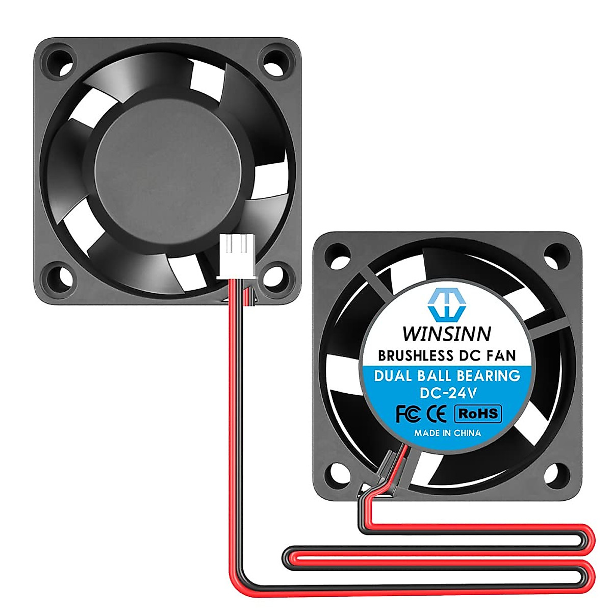 WINSINN 40mm Fan 24V, 3D Printer Micro 24 Volt Fans 4020 Dual Ball Bearing, Brushless Cooling 40mmx20mm 2PIN (Pack of 2Pcs)