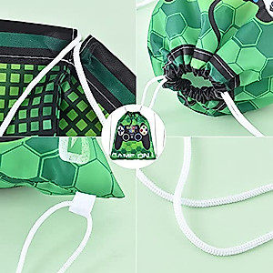 WERNNSAI Video Game Party Loot Bags - 12 Pack 10'' x 12'' Game On Theme Gifts Bags for Boys Drawstring Backpack Goodie Candy Favor Bags Birthday Party Supplies