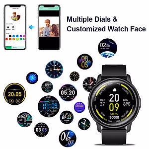 Cillso Smart Watch for Men, IP68 Waterproof Fitness Tracker, Smartwatch for Android iPhone Phones, Activity Tracker with Heart Rate and Sleep Monitor, 24 Sports Modes, Pedometer, Black