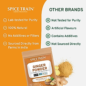 SPICE TRAIN, Ginger Powder (14oz/397g) No Additives, No Preservatives, No Fillers | Ginger Root Powder from India | Raw, Gluten Free, Non GMO | Perfect for Cooking, Baking | Resealable Zip Lock Pouch