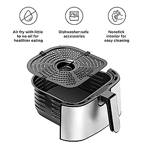 CHEFMAN Air Fryer Healthy Cooking, 4.5 Qt,User Friendly and Dual Control Temperature, Nonstick Stainless Steel, Dishwasher Safe Basket, w/ 60 Minute Timer & Auto Shutoff