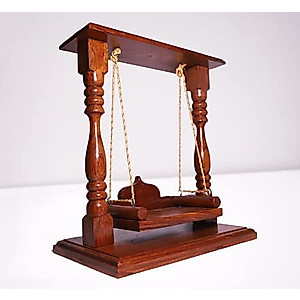 KANHA JI JHULA, for Home Swing Idol Decorative SHEESHAM Wood Premium Polished (Brown, 13.5"x12"x7.5"), Seat Size :- (8"x5.5")