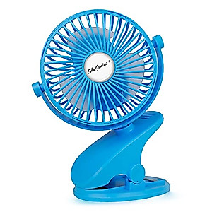 SkyGenius Battery Operated Clip On Baby Stroller Fan (Blue)