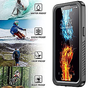 ANTSHARE for iPhone 13 Case Waterproof Shockproof with Built-in Screen Protector 360 Full Body Heavy Protective Rugged Case for iPhone 13 6.1 inches Black/Clear