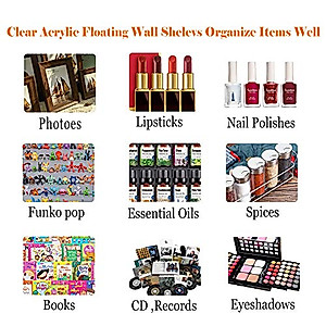 Clear Vinyl Record Shelf Wall Mount for 7 inch CD DVD Single EP LPs Acrylic Album Records Display Floating Rack Holder for Wall Sheving Juice Bottle Sample Lipstick Collection Hanger 8 Packs Invisible