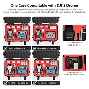STARTRC Mini 4 Pro Case Waterproof Hard Carrying Case for DJI Mini 3 Pro/Mini 3 Accessories,Travel Case for DJI Mini 4 Pro Fly More Combo (RC2/RC/N1/N2 Controller)