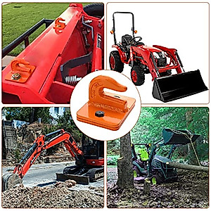 Tractor Bucket Grab Hook(2 Pack),3/8" Bolt On Grab Hook,G70 Grade Forged Steel Tow Hook Mount with Backer Plate Compatible for John-Deere kubota Tractor Bucket (Orange)