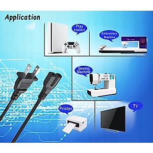 HimaPro 6 feet 110V AC Power Cord(2 Prong) Compatible with Brother, Singer, Baby-Lock, Viking, Pfaff, and Many Other Sewing Machines & Electronic Device