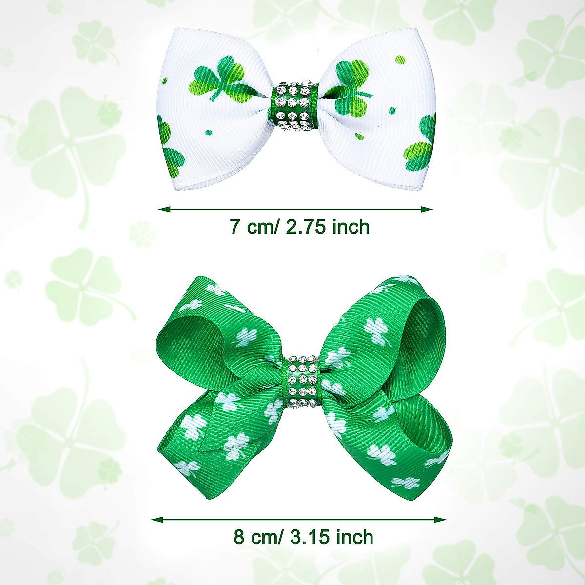 6 Pieces St. Patrick's Day Hair Bows Clips Barrettes Irish Green Shamrock Clover Hair Alligator Clips Ribbon Hair Bows Hairpin Accessories for Girls Kids Women St Patrick's Day Party Decorations