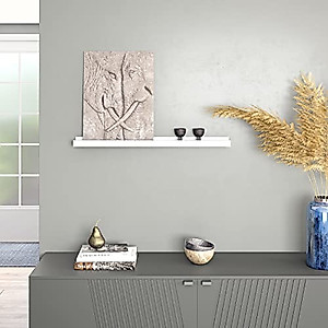 Ballucci Floating Wall Shelf, 35" Wall Mounted Long Picture Ledge Wood Shelf for Nursery, Living Room, Bedroom, Kitchen - White