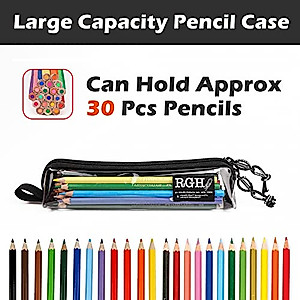 Rough Enough Clear Slim Pencil Case Pouch for Kids Boys Girls School Stationary Art supplies Exam