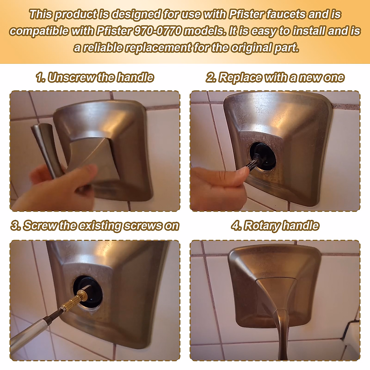 Aulpq Stem Adapter with Screw 970-0770, for Pfister Replacement Parts, Shower Sartridge, Shower Handle, Shower Adapter for Tub Faucet,Brass