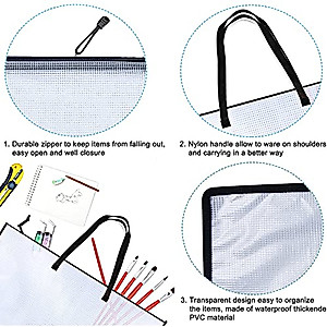 DPEI XUAN 2 Pieces Art Portfolio Bag Poster Storage Bag, with Zipper and Handle Posters Organizer Transparent White Bag for Large Posters, Poster Board, Painting, Bulletin Boards (19 x 25 inch)