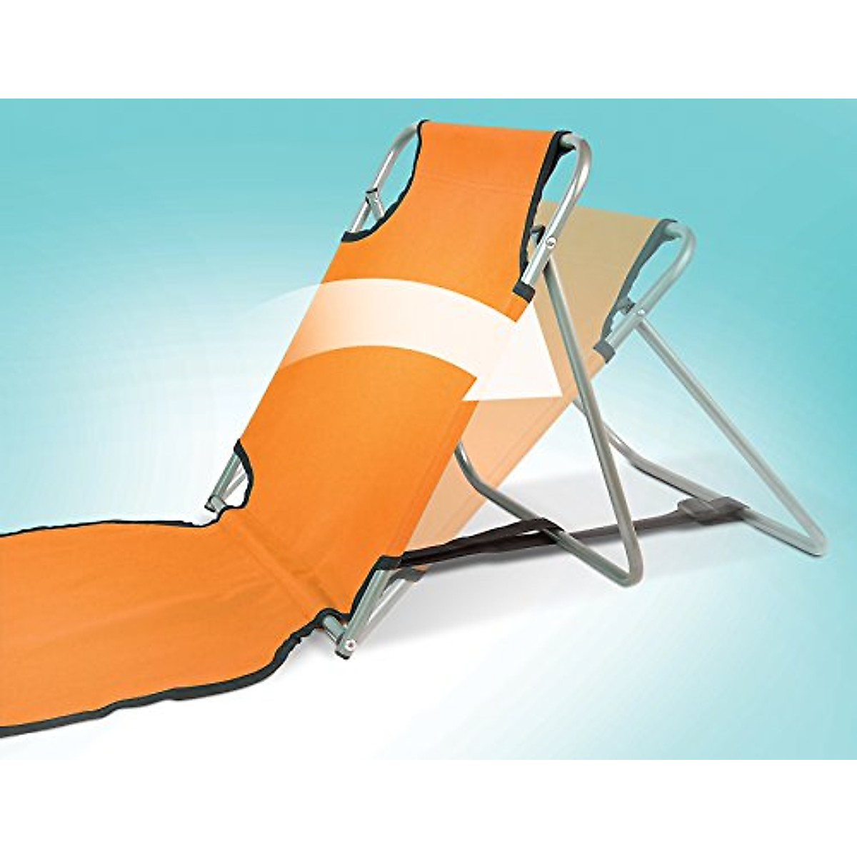 Portable Beach Mat Lounge Folding Chair – Folds Flat for Travel Adjustable Reclining Back – Outdoor Lightweight for Kids and Adults (Orange)