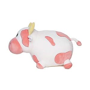 Avocatt Pink Cow Plush Toy - 10 Inches Plushie Stuffed Animal - Hug and Cuddle with Squishy Soft Fabric and Stuffing - Cute Cow Gift for Boys and Girls