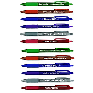Greeting Pen Employee Appreciation Translucent 12 Pen Set with Team Building Quotes, 6 Designs 46010