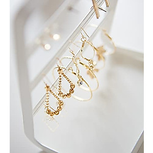 YAMAZAKI Home Earring Display Stand-Holder Steel | Jewelry Organizer, One Size, White