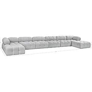 Meridian Furniture 611Grey-Sec8B Ames Collection Modern | Contemporary Modular Sectional with Rich Grey Boucle Fabric, Modular to Create Infinite Configurations, 204" W x 68" D x 28" H, Grey