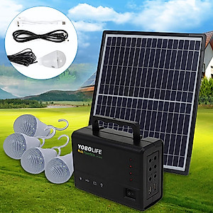 Solar Generator Lighting System 200W Portable Power Station Portable Solar Panel Kit Small Basic Portable Generator Kit Emergency Power Supplies for Home & Outdoor Camping