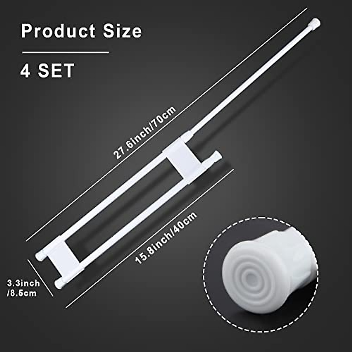 4pcs Rv Refrigerator Bars, Adjustable Rv Fridge Tension Bars Extendable to 15.8-27.6in Metal Rv Fridge Bars for Holding Food Drinks Rv Refrigerator Accessories