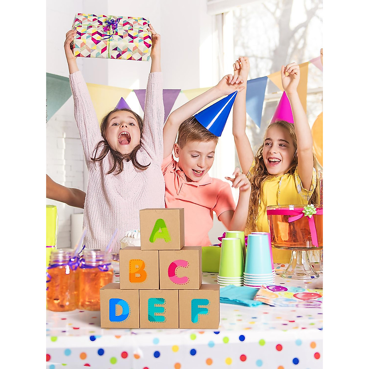 Eupako Gift Boxes 4x4x4 50 Pack Brown Kraft Paper Box with Lids Party Favor Boxes for Bridesmaids Proposal, Crafting, Cupcake, Wedding, Christmas