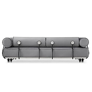 Zuri Modern Carrera Gray Velvet Fabric Sofa with Black and Chrome Accents